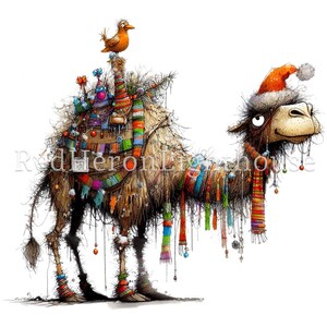 Christmas Camel Clipart, 12 High Quality Pngs/jpgs, Whimsical Festive ...