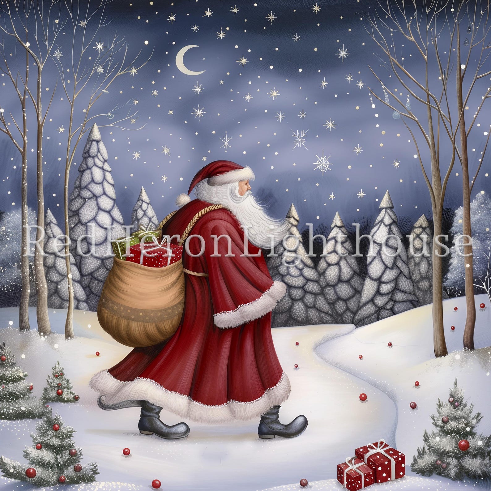 Enchanted Father Christmas Clipart Set, 25 High Quality Jpgs, Folk Art ...
