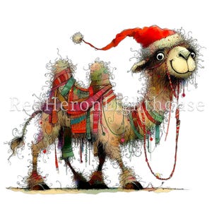 Christmas Camel Clipart, 12 High Quality Pngs/jpgs, Whimsical Festive ...