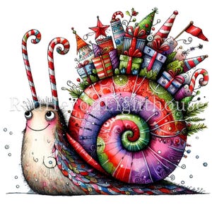 Christmas Snail Clipart, 14 Pngs/jpgs, Funny Festive Snails, Quirky ...