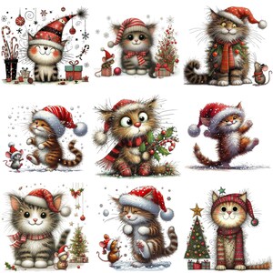 Christmas Kitten Clipart 20 Pngs/jpgs, Festive Cat Clipart, Quirky Pet ...