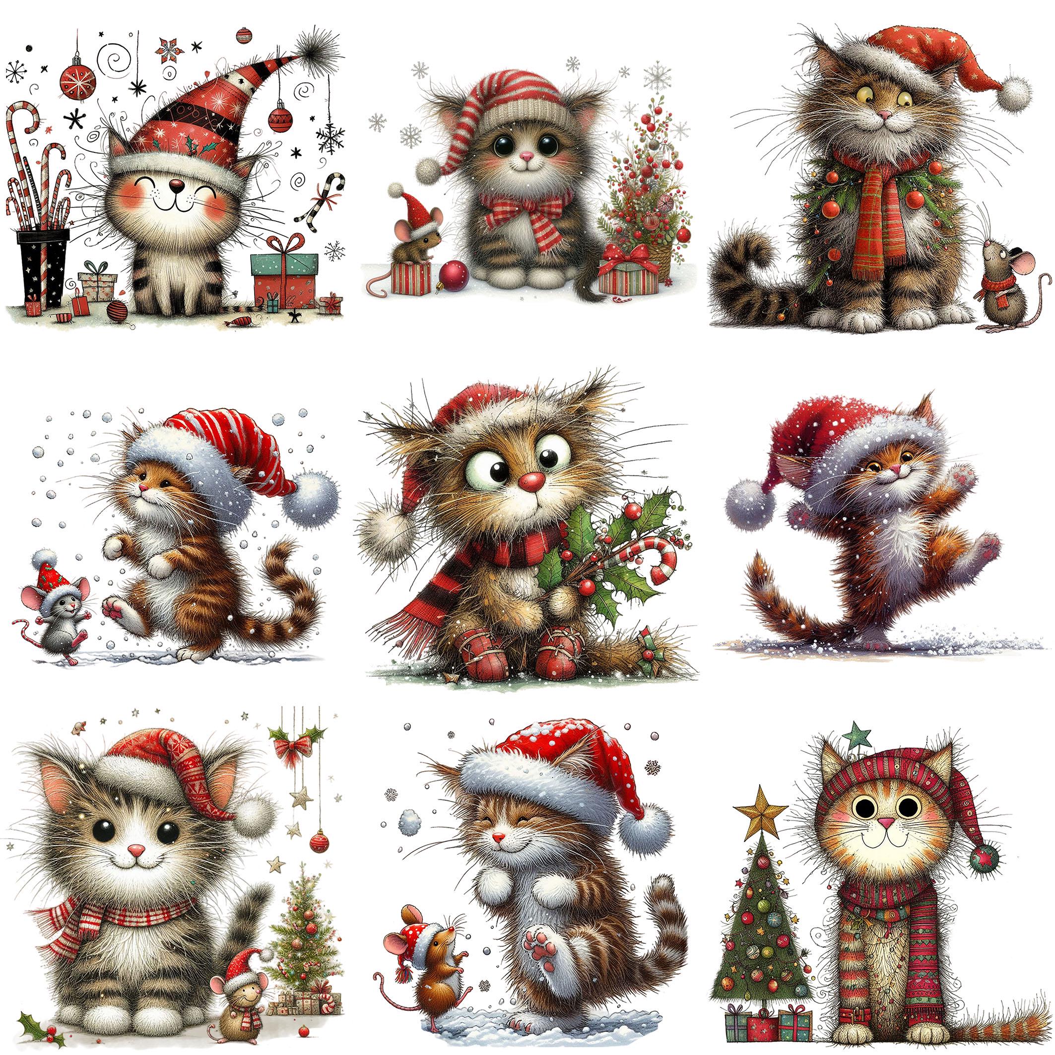 Christmas Kitten Clipart 20 Pngs/jpgs, Festive Cat Clipart, Quirky Pet ...