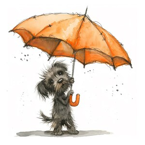 10 Cute Dogs With Umbrellas Clipart Set, Jpgs/pngs, High Quality ...