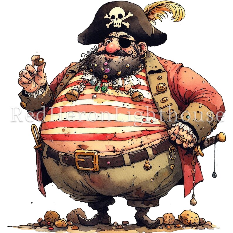 Portly Pirates Clipart Set, 15 High Quality Pngs/jpgs, Funny Pirates ...