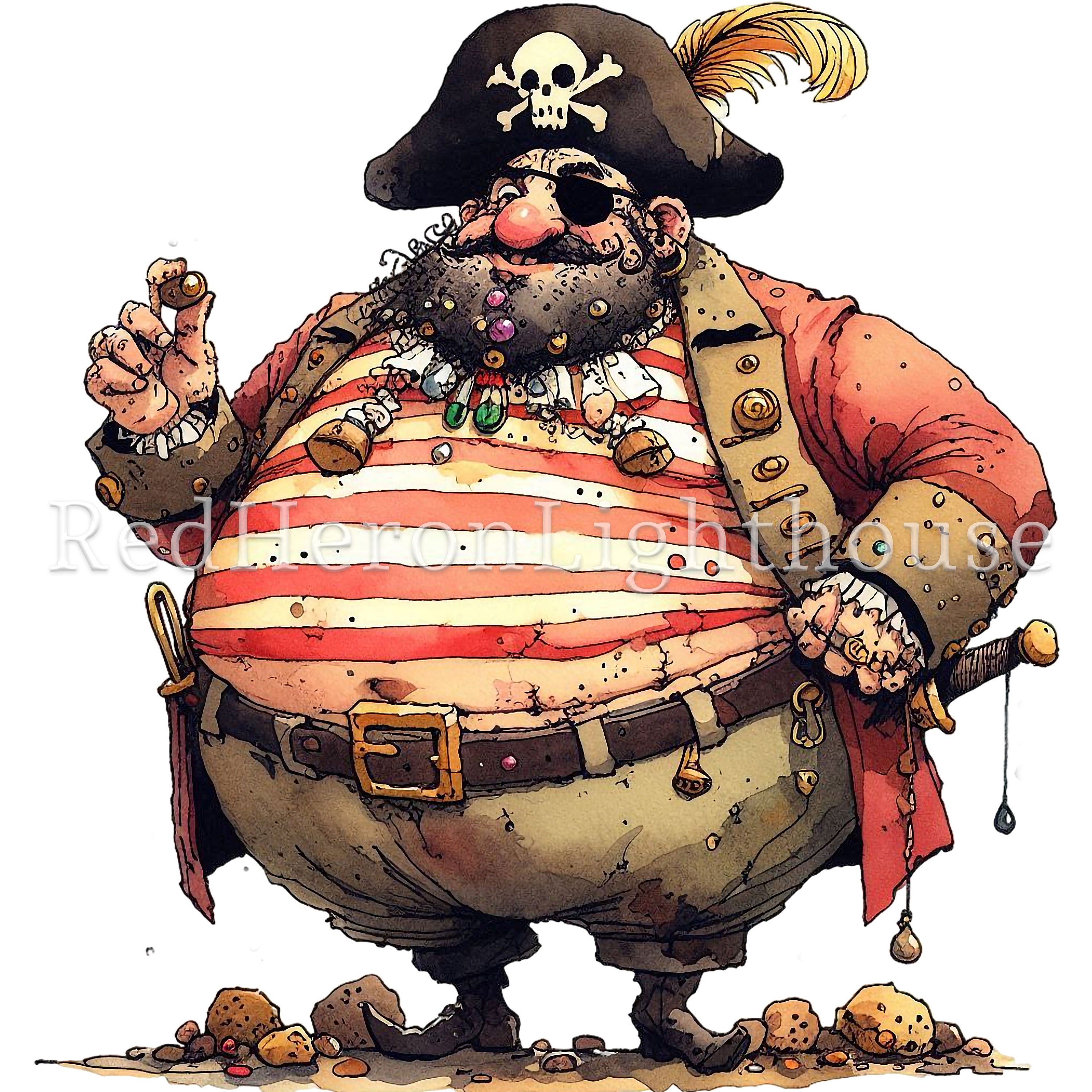 Portly Pirates Clipart Set, 15 High Quality Pngs/jpgs, Funny Pirates ...