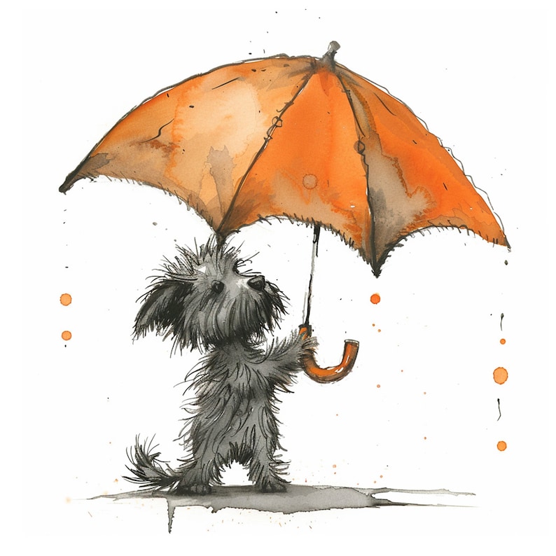 10 Cute Dogs With Umbrellas Clipart Set, Jpgs/pngs, High Quality ...