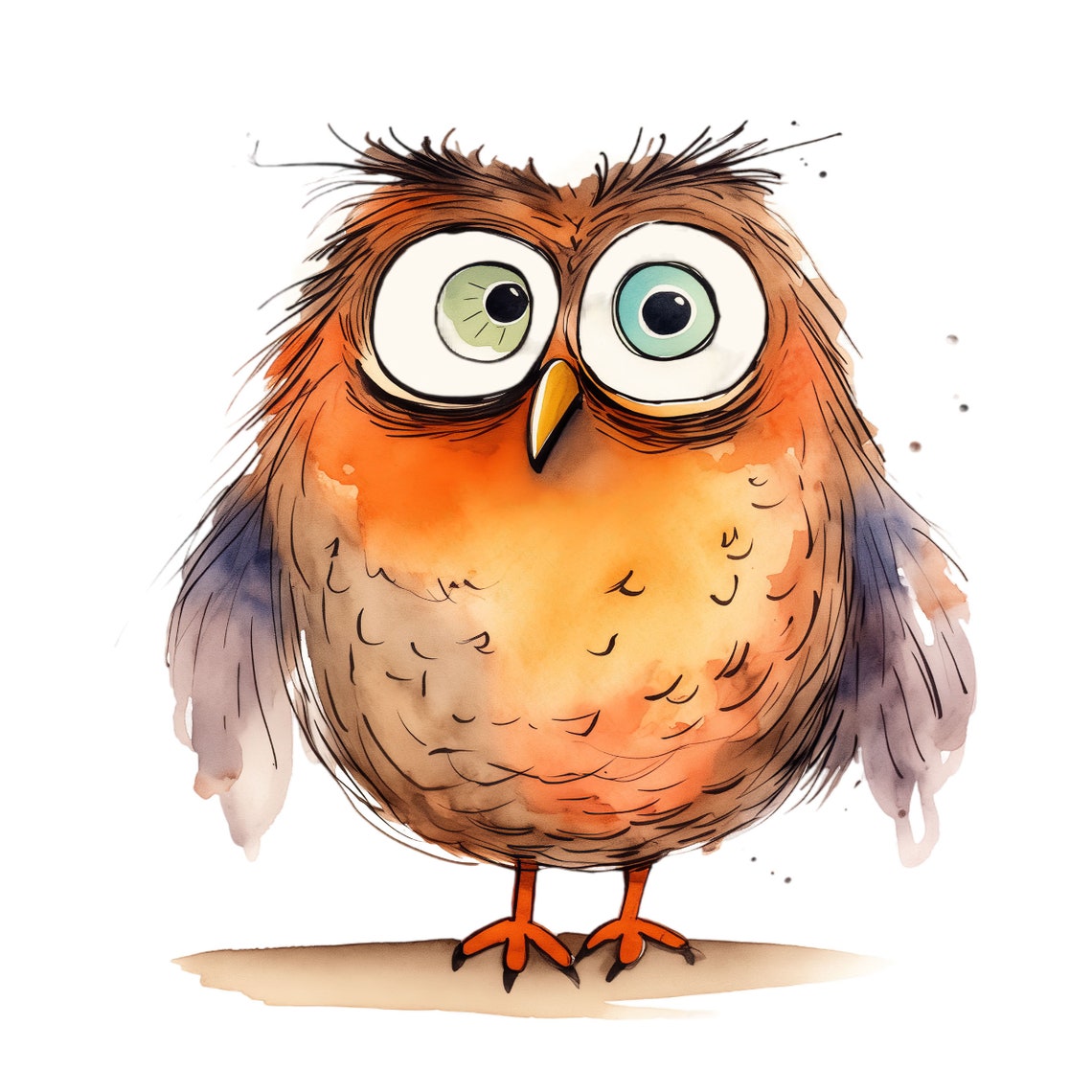 12 Scruffy Owls Clipart, High Quality Designs, 12 Pngs, Cute Funny Bird ...