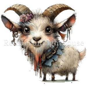 Scruffy Goats Clipart Set, 14 Pngs & Jpegs, Funny Mountain Goats, Cute ...
