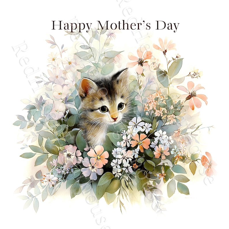 Happy Mother's Day Floral Wildlife Clipart, Watercolour Animal Card ...