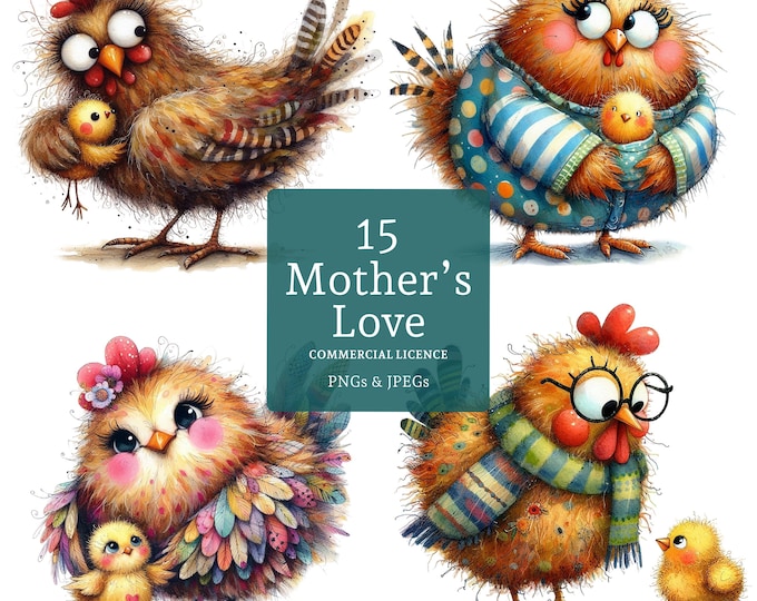 20 Chicken Family Clipart | Mother Hen With Chicks Design | Printable ...