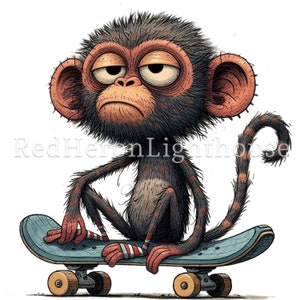 Funny Monkey Clipart, 12 Pngs/jpgs, Scruffy Chimp Designs, Quirky ...
