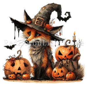 Halloween Fox Clipart, 12 High Quality Pngs/jpgs, Cute Autumn Animal ...