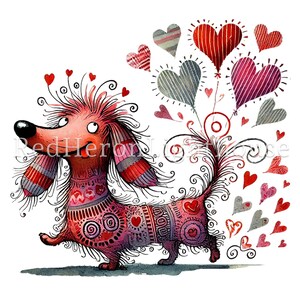 Valentine Dachshund Clipart, 16 High Quality Pngs/jpgs, Love Heart ...