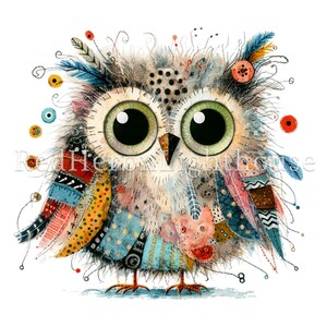 Scruffy Owl Clipart, 14 High Quality Pngs/jpgs, Colourful Owl Images ...