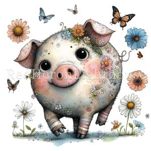 Scruffy Pig Clipart Set 24 Pngs/jpgs, Funny Pig Clipart, Quirky Farm ...
