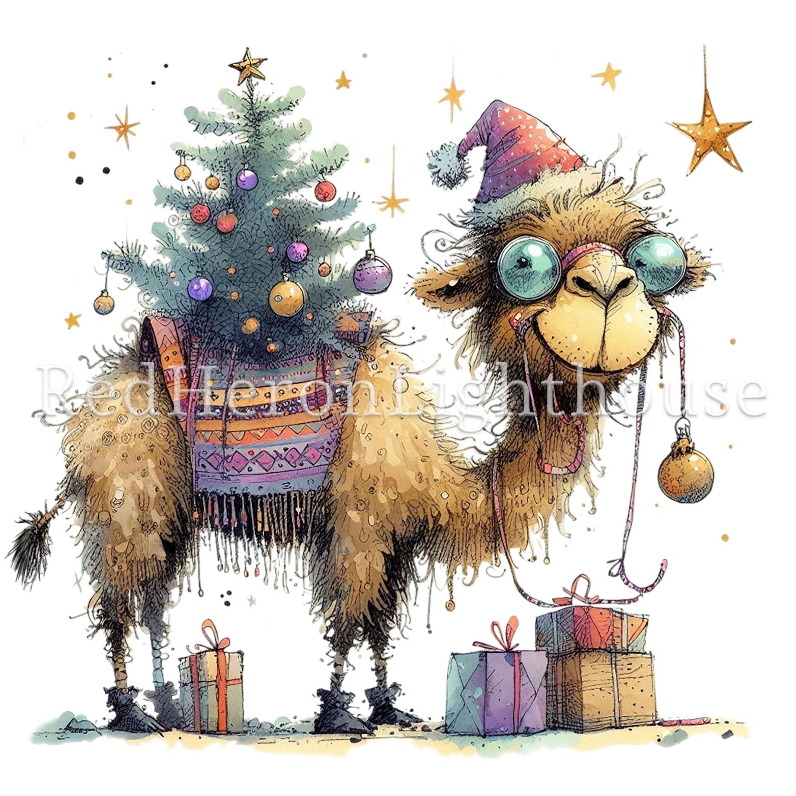 Christmas Camel Clipart, 12 High Quality Pngs/jpgs, Whimsical Festive ...