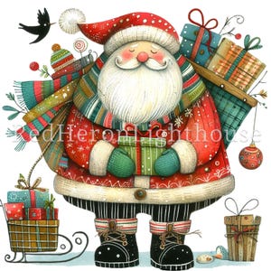 Cute Santa Clipart Set, 12 Pngs/jpgs, Father Christmas Designs, Winter ...