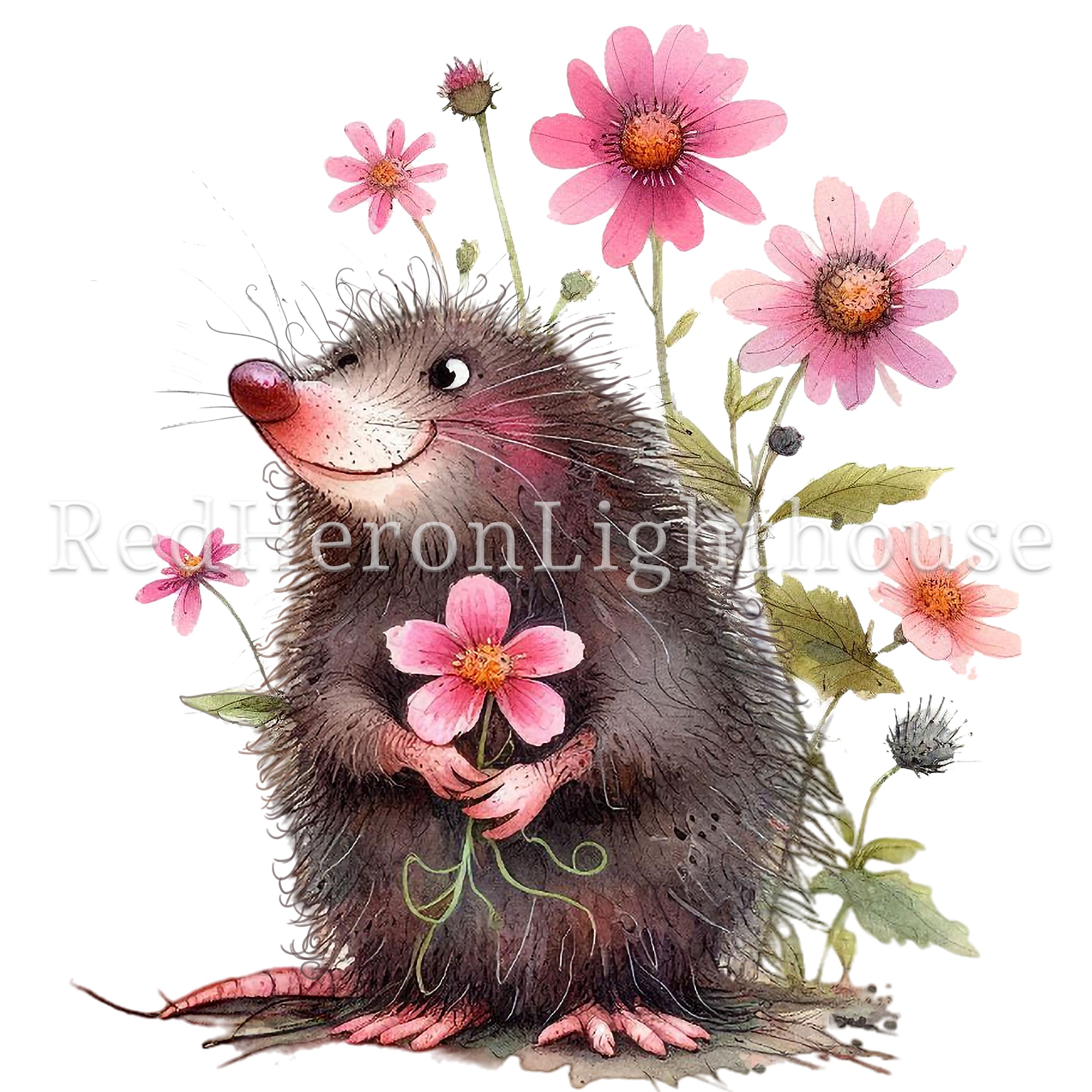 Cute Mole Clipart, 14 Pngs/jpegs, Watercolour Whimsical Animal With ...