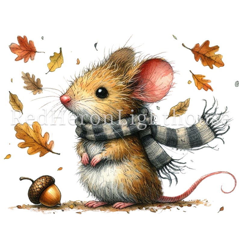 Cute Autumn Mice Clipart Set, 16 Pngs/jpegs, Adorable Fall Mice Designs ...