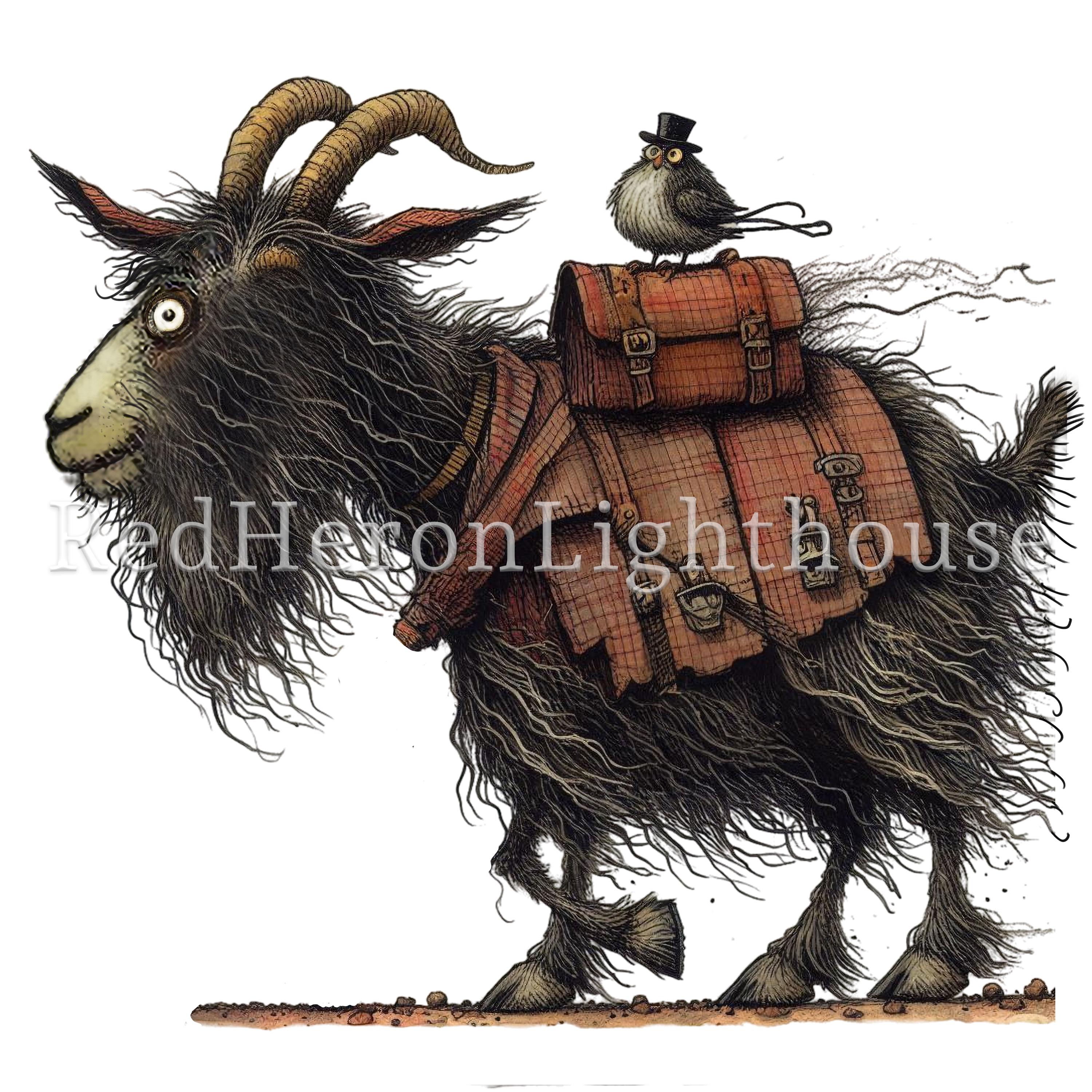 Scruffy Goats Clipart Set, 14 Pngs & Jpegs, Funny Mountain Goats, Cute ...