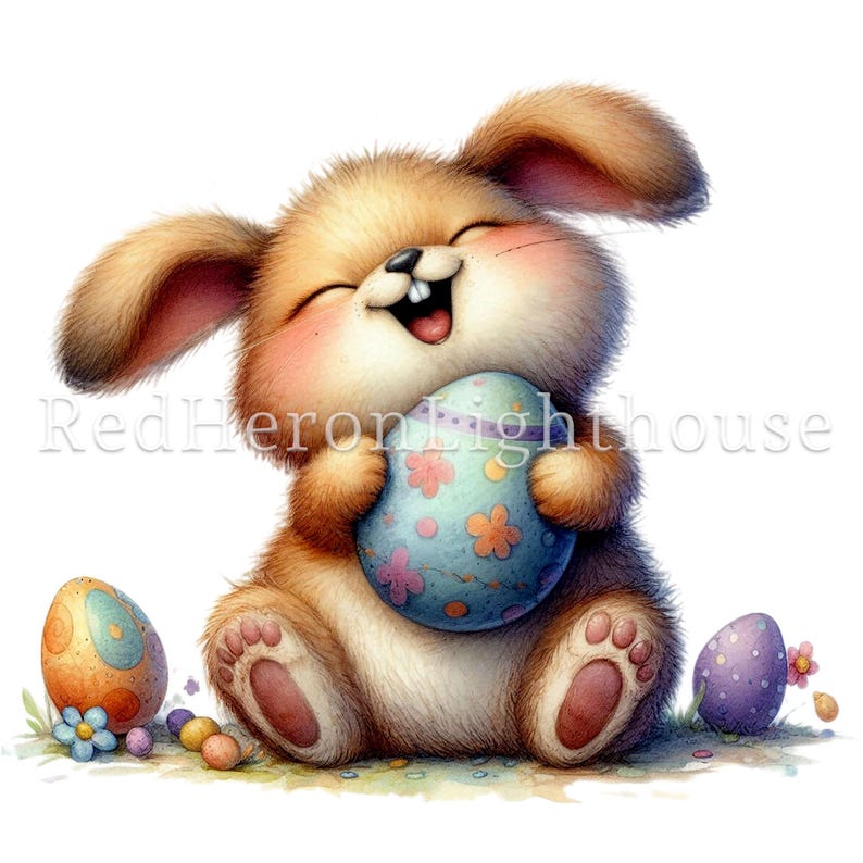 Easter Bunny & Egg Clipart, Spring Baby Animal Graphics, 21 Pngs/jpgs ...
