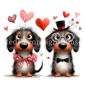 Valentine Dachshund Clipart, 16 High Quality Pngs/jpgs, Love Heart ...