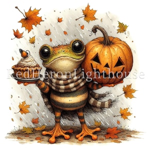 Thanksgiving Frogs Clipart, 16 Pngs/jpgs, Autumn Frogs, Quirky Fall ...
