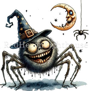 Spooky Spiders Clipart 12 Pngs/jpgs, Funny Insect Designs, Humorous ...