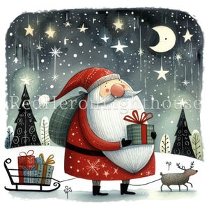 Cute Santa Clipart Set, 12 Pngs/jpgs, Father Christmas Designs, Winter ...