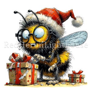 Christmas Bumble Bee Clipart, 12 High Quality Pngs/jpgs, Cute Festive ...