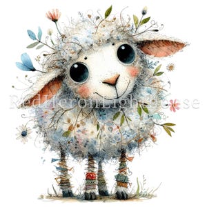 Spring Lambs Clipart, 16 High Quality Pngs/jpgs, Whimsical Easter Sheep ...