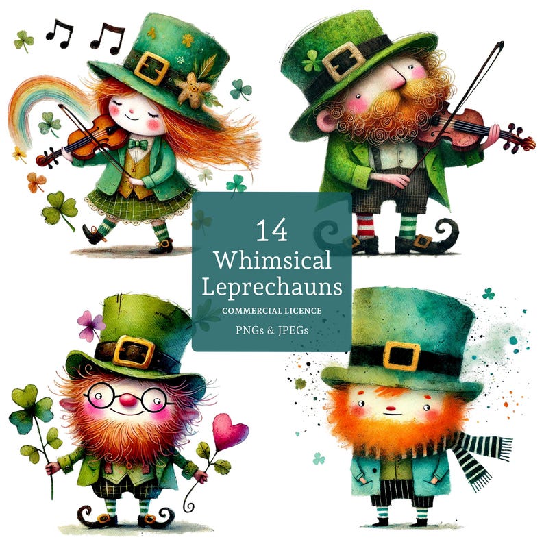 Cute Leprechaun Clipart, 14 High Quality Pngs/jpgs, Whimsical St ...
