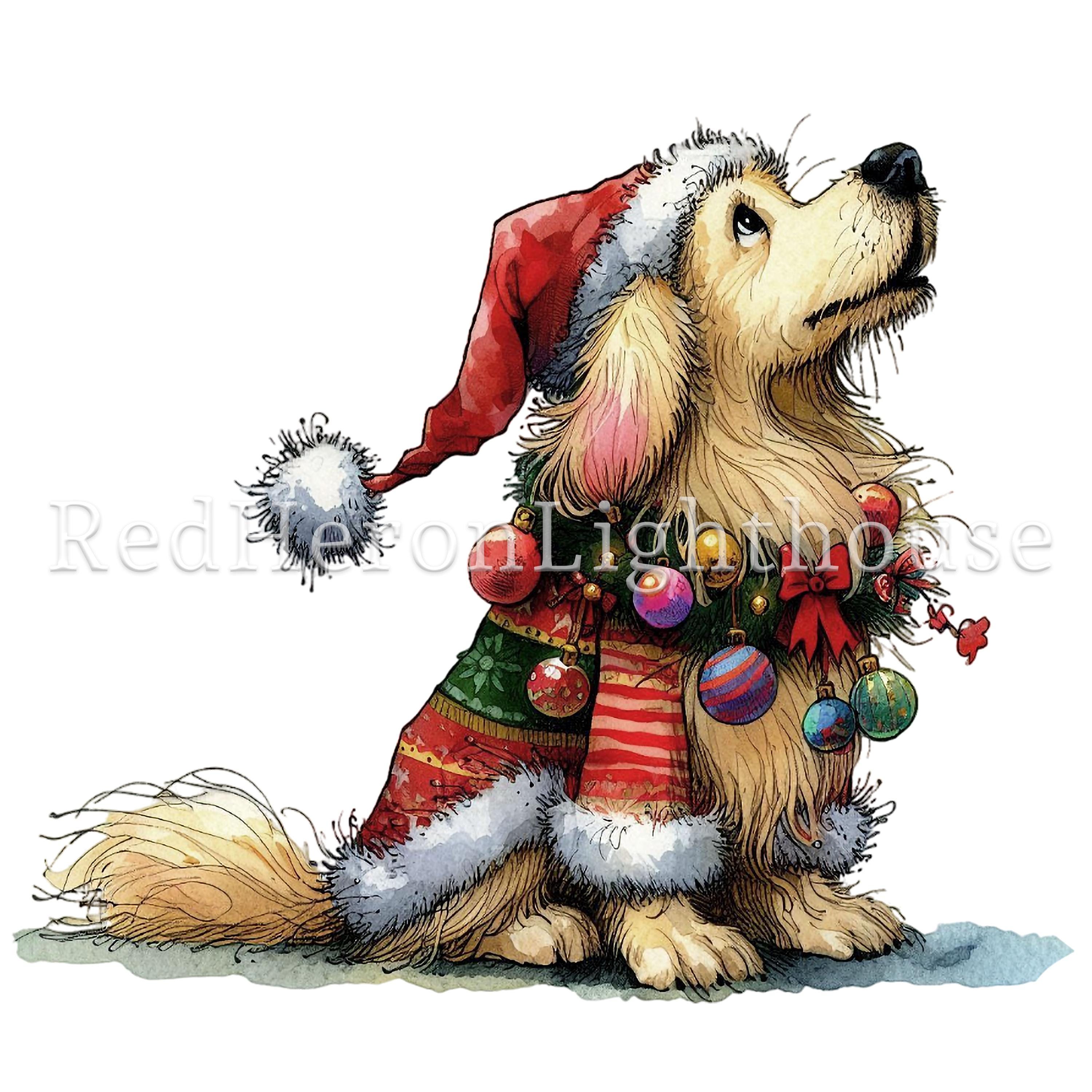 Cute Christmas Dog Clipart 15 Pngs/jpgs, Xmas Pet Dogs, Fun Animal ...