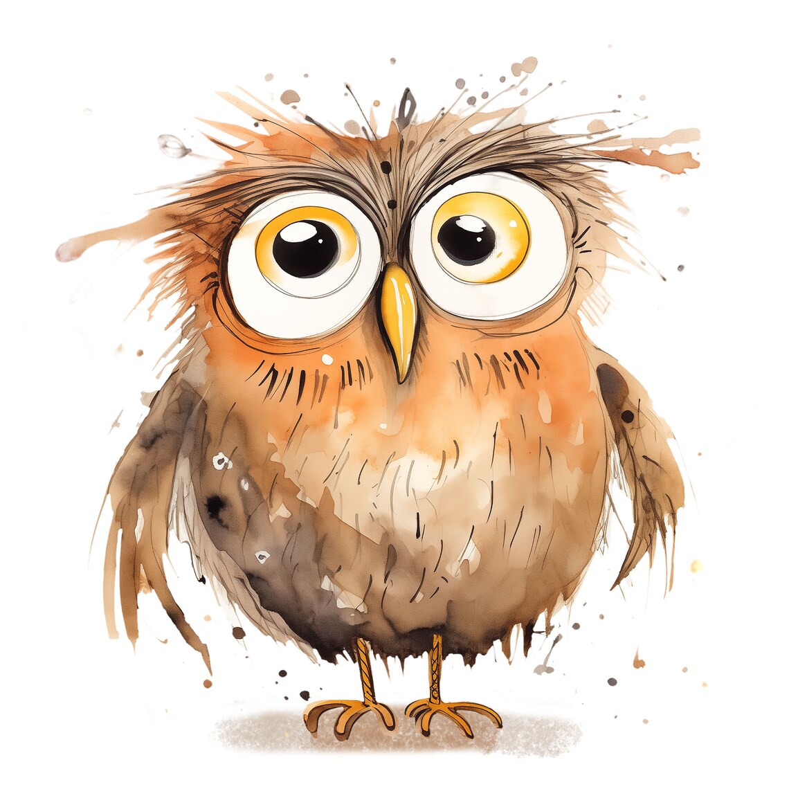 12 Scruffy Owls Clipart, High Quality Designs, 12 Pngs, Cute Funny Bird ...