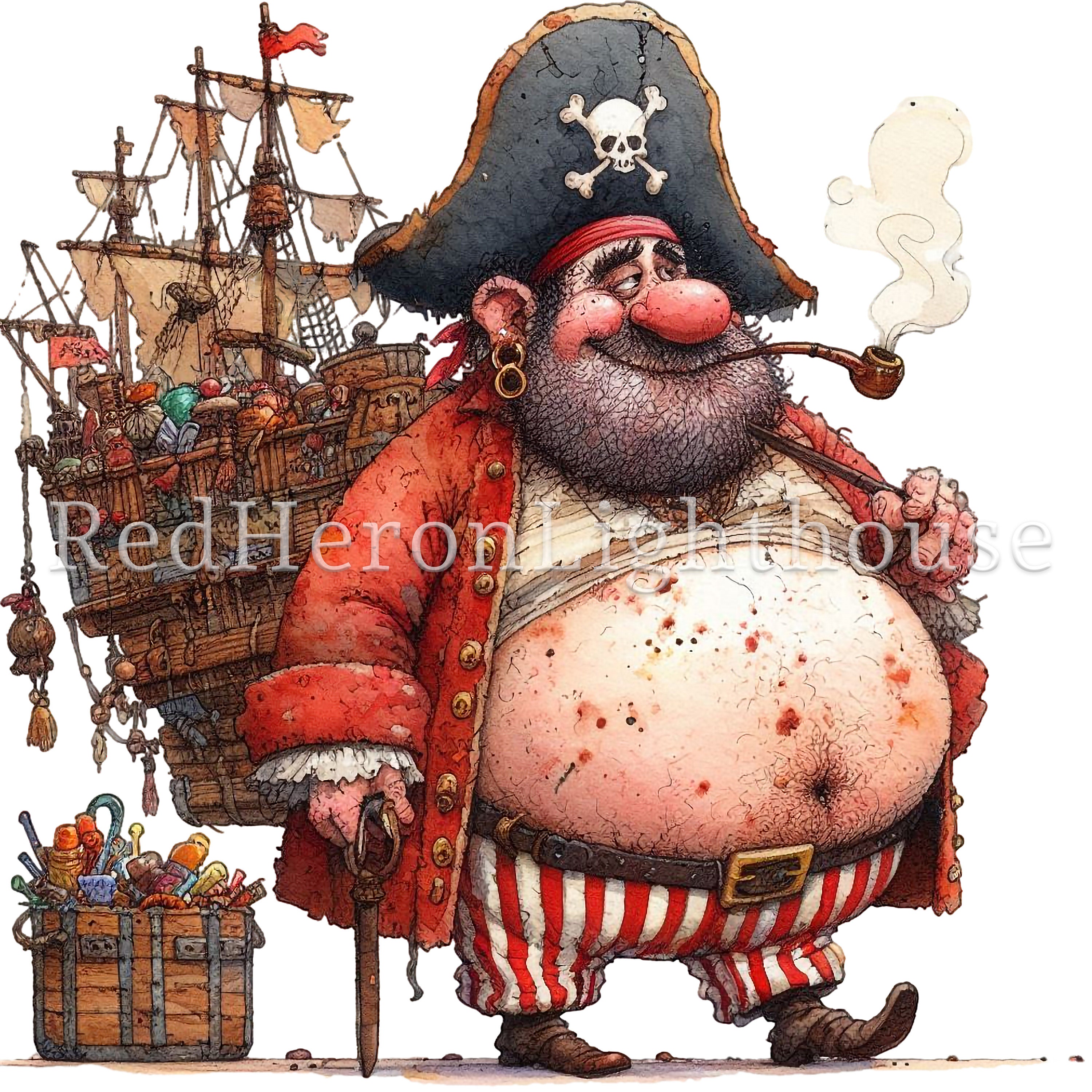 Portly Pirates Clipart Set, 15 High Quality Pngs/jpgs, Funny Pirates ...