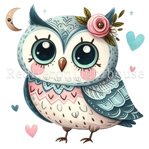 Cute Owl Clipart Set, 16 High Quality Pngs/jpgs, Whimsical Bird Clipart ...