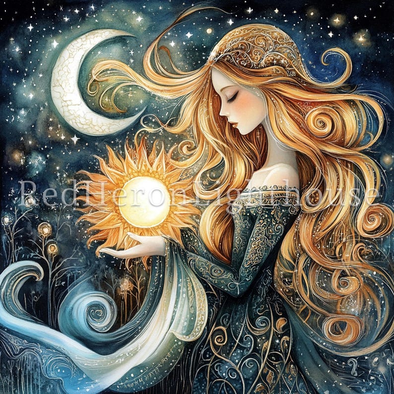 Enchanted Celestial Goddess Thea Clipart, 18 High Quality Jpgs Sun ...