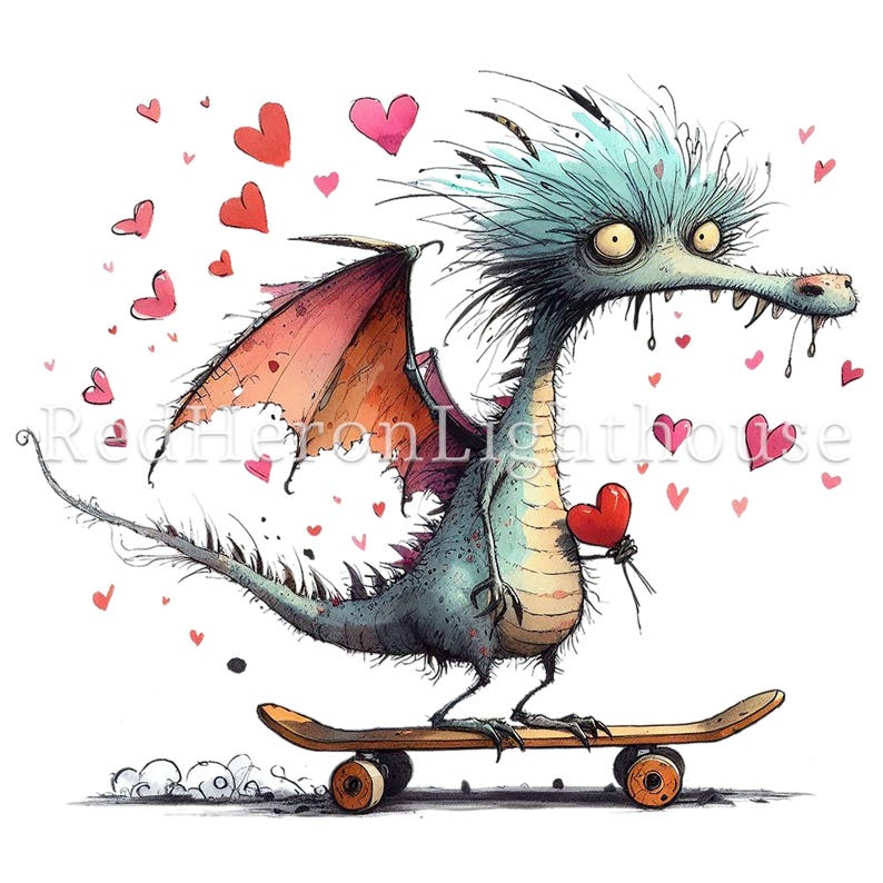 Love Heart Dragon Clipart, High Quality Designs, 12 Pngs/jpgs ...