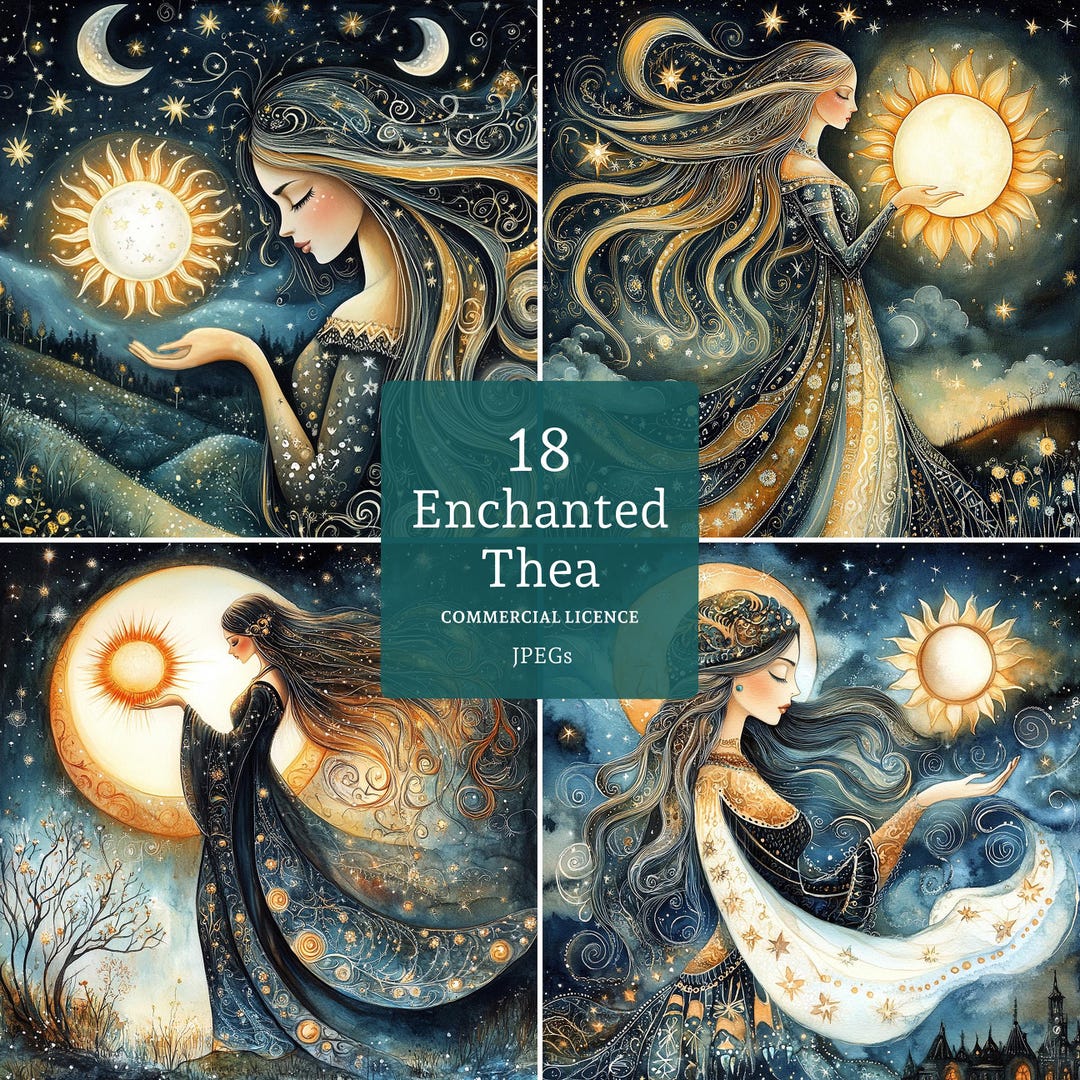 Enchanted Celestial Goddess Thea Clipart, 18 High Quality Jpgs Sun ...