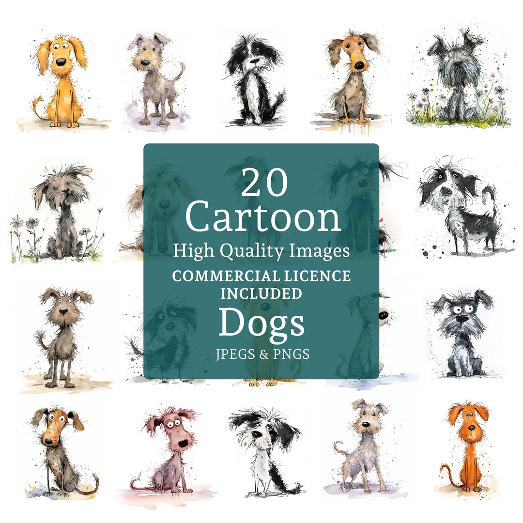 Scruffy Dog Clipart Bundle, 20 Pngs/jpgs, High Quality Designs ...