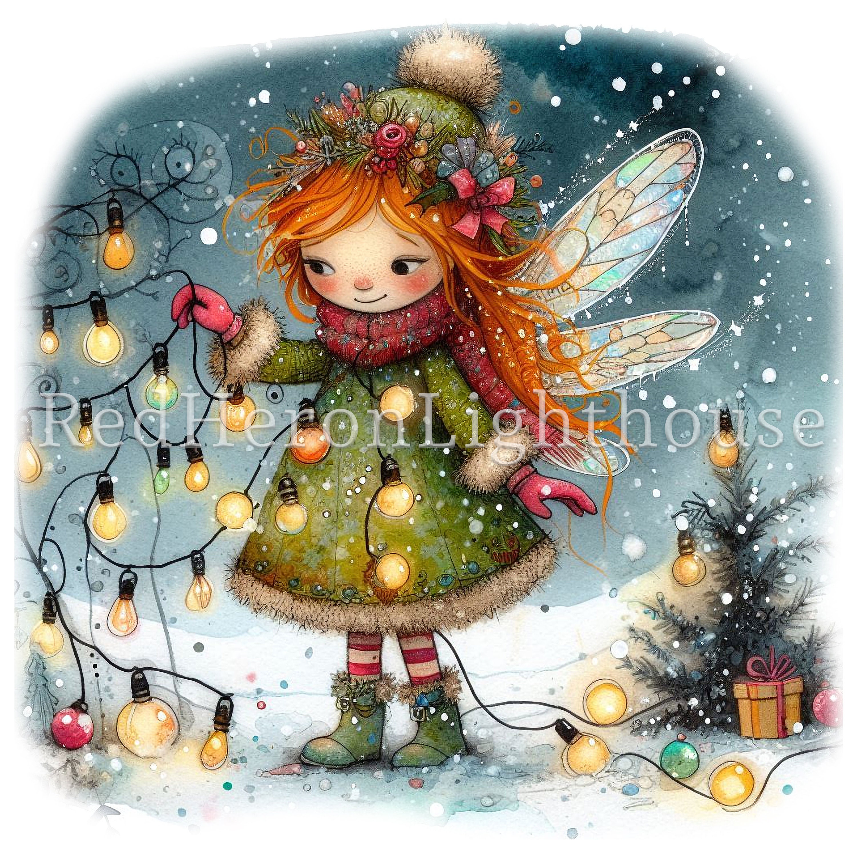 Christmas Fairies Clipart Set, 24 Pngs/jpgs, Cute Festive Fairy Designs ...