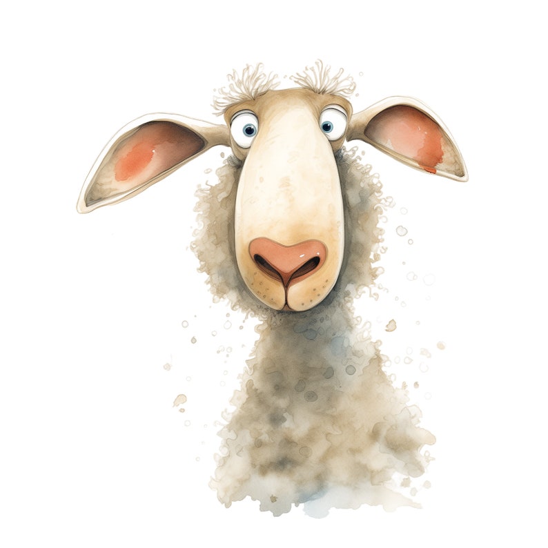 28 Funny Cartoon Sheep Clipart Bundle High Quality Designs, Quirky Farm ...