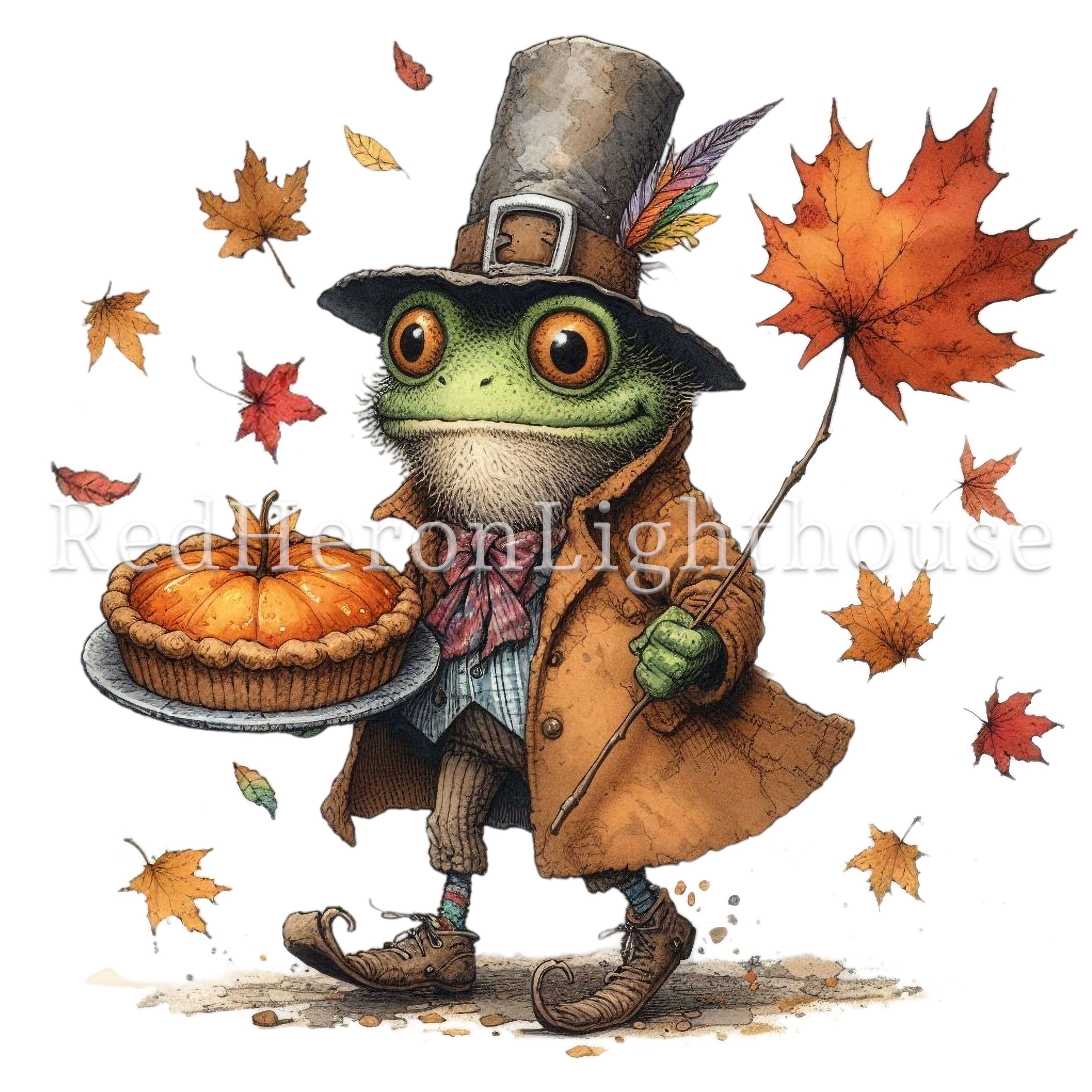 Thanksgiving Frogs Clipart, 16 Pngs/jpgs, Autumn Frogs, Quirky Fall ...