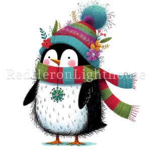 Festive Penguin Clipart 16 Pngs/jpgs, Christmas Penguins, Winter Animal ...