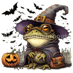 Halloween Toads Clipart Set, 15 Pngs/jpegs, Whimsical Witch Frog ...