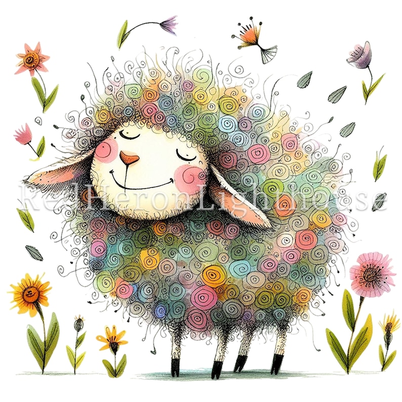 Spring Lambs Clipart, 16 High Quality Pngs/jpgs, Whimsical Easter Sheep ...