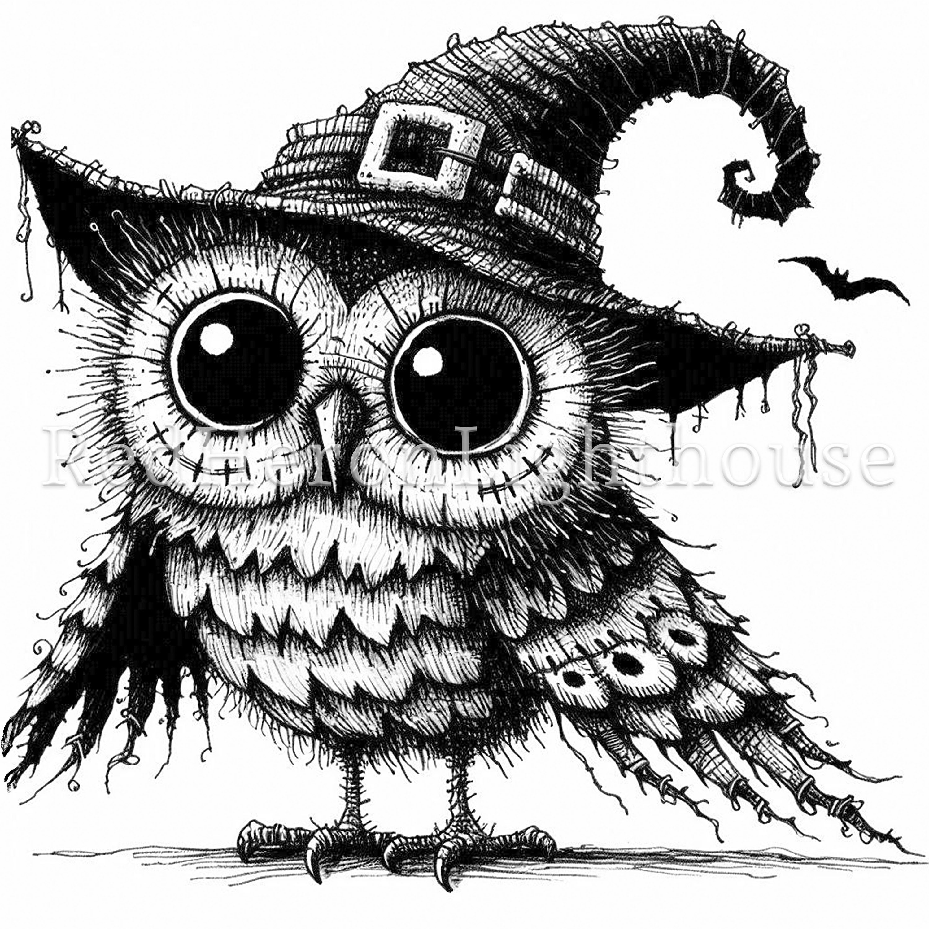 Pen & Ink Halloween Owl Clipart Set, 12 Funny Halloween Designs ...