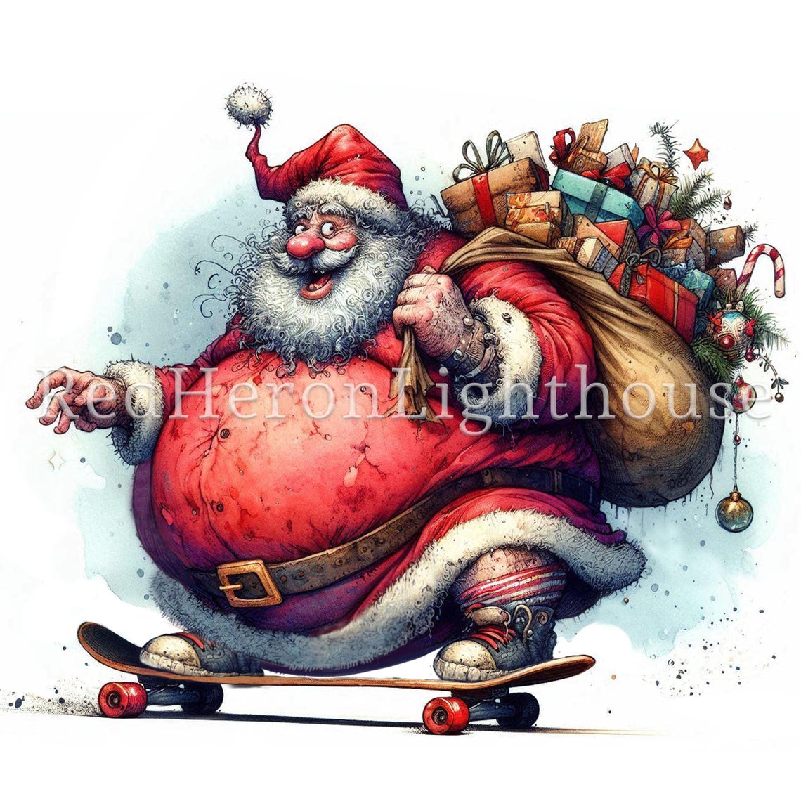 Father Christmas Clipart 25 Pngs/jpgs, Whimsical Santa Ephemera, Card ...