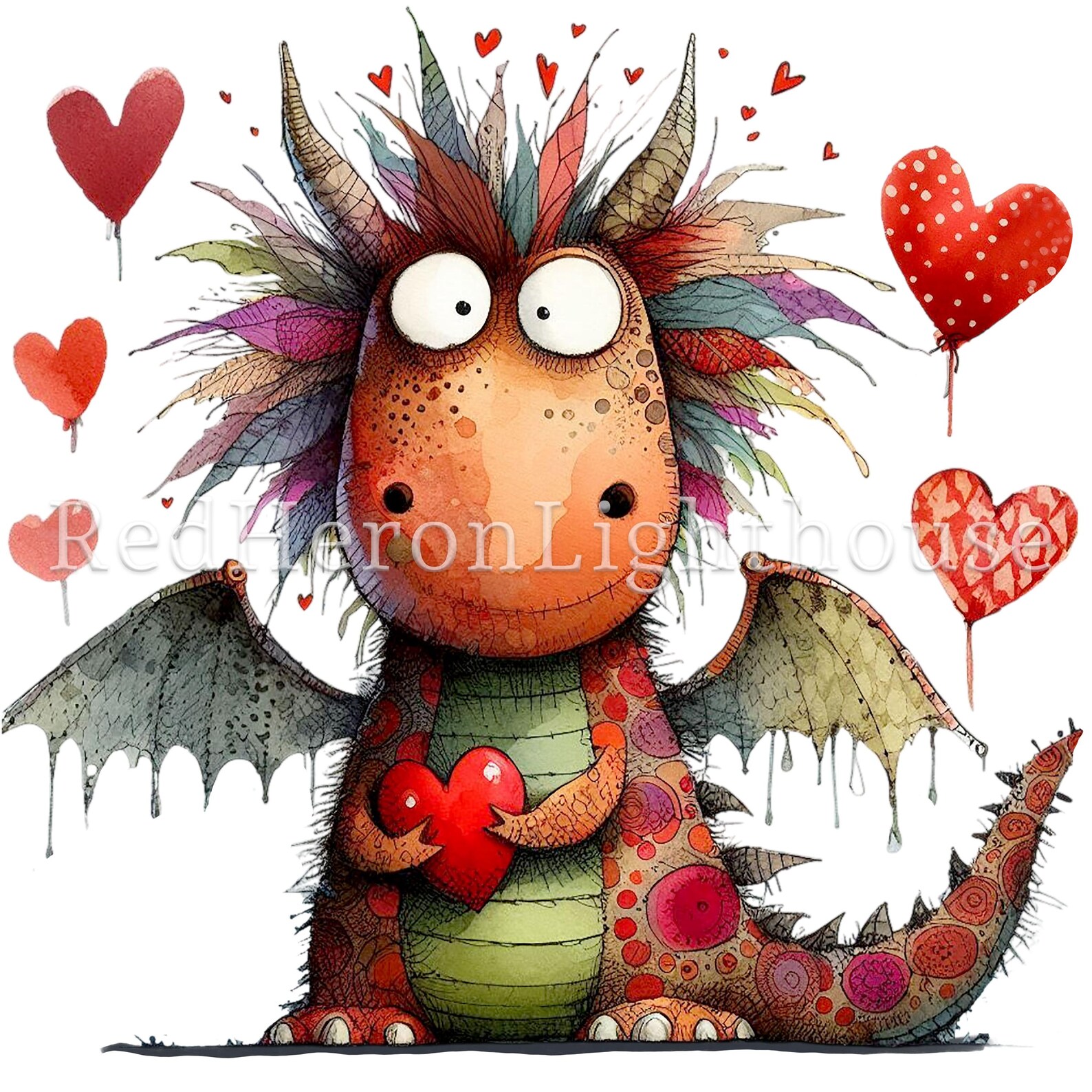 Love Heart Dragon Clipart, High Quality Designs, 12 Pngs/jpgs ...