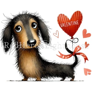 Valentine Dachshund Clipart, 16 High Quality Pngs/jpgs, Love Heart ...